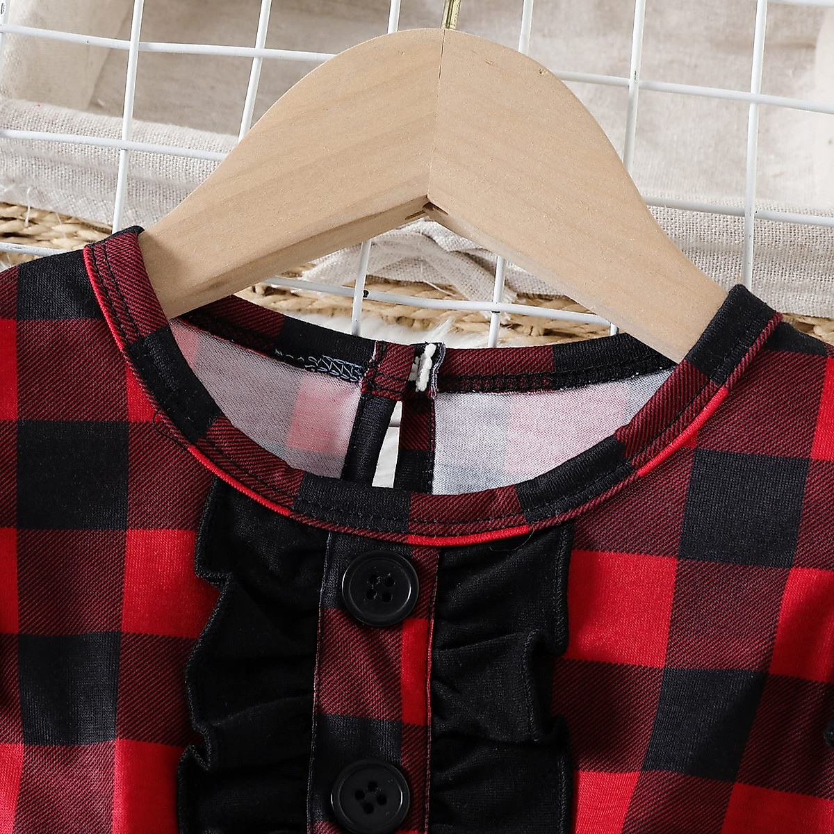 Toddler Girls Long Sleeve Ruffles Dresses Plaid Prints Tulle Princess Dress Dress A Line (A5-Black, 3-4 Years)