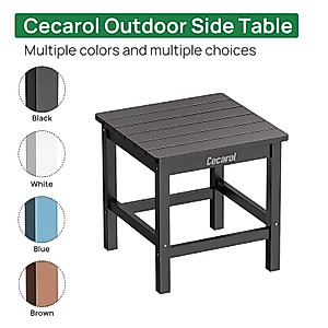 Cecarol Adirondack Side Table, 19.6" Square Oversized Outdoor Side Table, Fade-Resistant and Weather Resistant End Table, Poly Resin Plastic Table for Porch, Patio, Seaside, Black-OST01