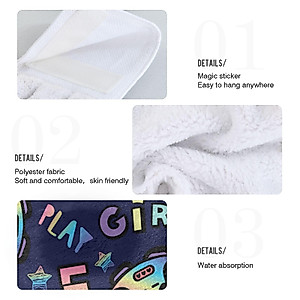 SLHKPNS Pink Girl Joysticks Kitchen Hanging Hand Towels, Video Game Controller Absorbent Tie Towel with Loop 2 PCS Kitchen Linen Sets for Bathroom Restroom Home Decor