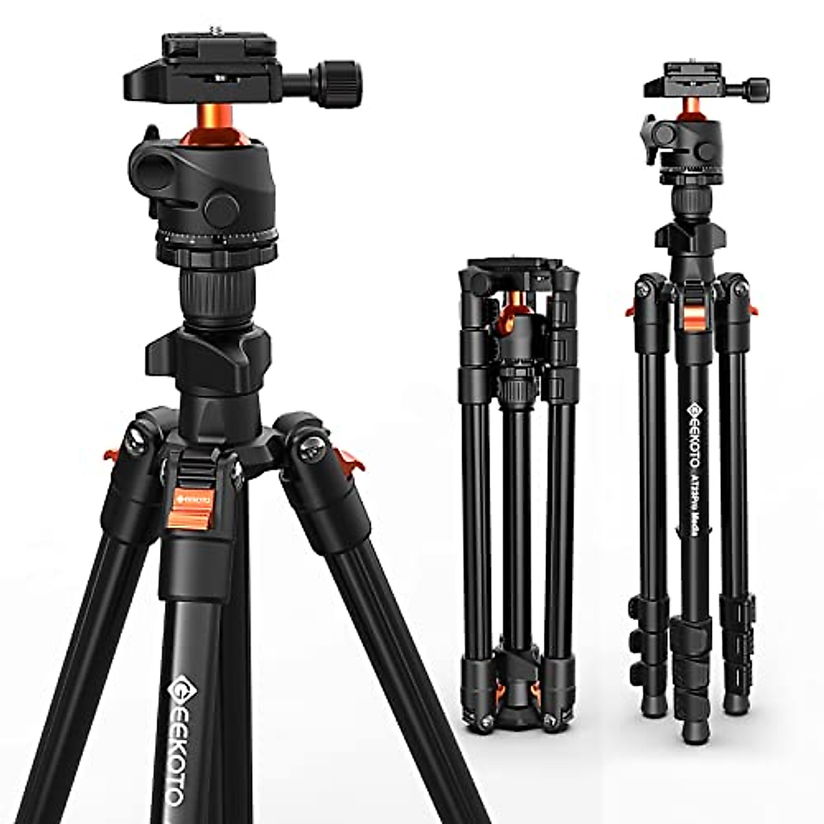 GEEKOTO 64" Camera Tripod, Compact Aluminum Tripod with 360 Degree Panorama Ball Head 1/4 inch Quick Release Plate, DSLR Tripod Suitable for SLR Cameras