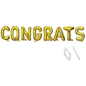 Congrats Balloons Congratulations Balloons Banner rose gold 16 inch letter Balloons Foil Mylar Balloons Set for Graduation Party Decorations Supplies,Congratulations Graduate Balloons,Retirement,