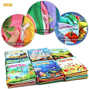 My First Soft Book,teytoy Nontoxic Fabric Baby Cloth Books Early Education Toys Activity Crinkle Cloth Book for Toddler, Infants and Kids Perfect for Baby Shower -Pack of 6