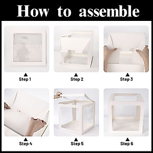 JOYYPOP Baby Boxes with Letters for Baby Shower, 4 Transparent Balloon Boxes with 16 Letters for Boys & Girls Birthday, Gender Reveal Decorations and Wedding Party(White)