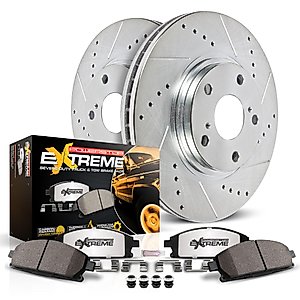 Power Stop Brake Kit For 2012-2018 Ford F-150 6 Lug - Rear Truck & Tow Carbon Fiber Ceramic Brake Pads and Drilled and Slotted Brake Rotor Replacement, K6271-36