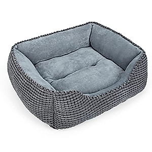 MIXJOY Dog Bed for Large Medium Small Dogs, Rectangle Washable Sleeping Puppy Bed, Orthopedic Pet Sofa Bed, Soft Calming Cat Beds for Indoor Cats, Anti-Slip Bottom with Multiple Size (20'', Grey)