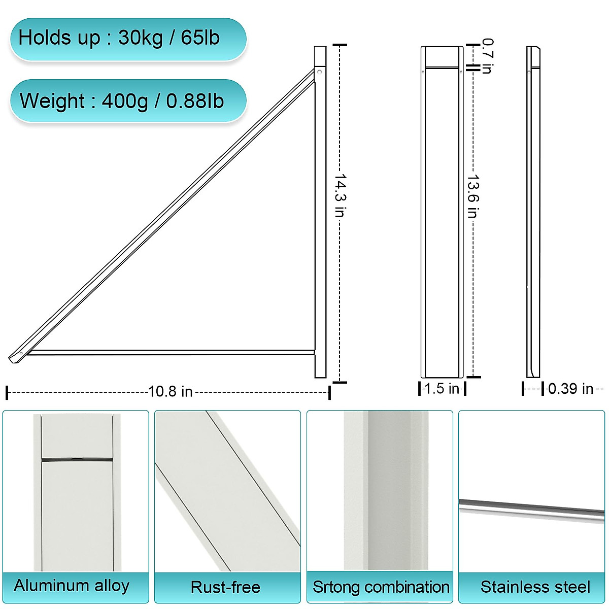 Ithywat Retractable Clothes Drying Rack,Space Saver Wall Mounted Folding Hanger for Laundry Room, Closet Storage Organization, Easy Installation Aluminium Dryer 1pcs