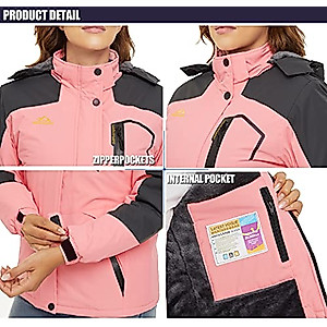 TACVASEN Waterproof Jackets for Women Winter Ski Jacket Warm Snow Coat Mountain Jacket Women Rain Jackets for Women Waterproof with Hood Raincoat