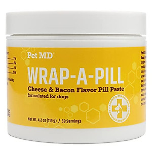 Pet MD Wrap A Pill Cheese & Bacon Flavor Pill Paste for Dogs - Make a Pocket or Pouch to Hide Pills & Medication 4.2 oz