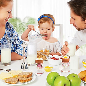 Mevis Line Egg Cups for Soft Boiled Eggs, Includes 2 Egg Holder, 2 SS Spoons, 1 Egg Timer and 1 SS Egg Topper Cracker