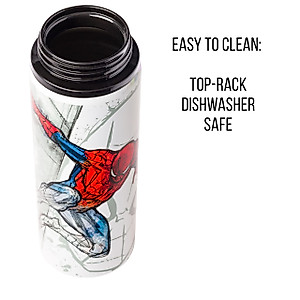 Silver Buffalo Marvel Spiderman Stainless Steel Water Bottle, 25 Ounces