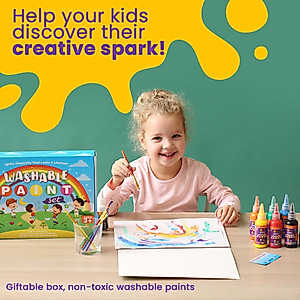 Kids Paint Washable Paint for Kids Non Toxic Paint for Toddlers Washable - Finger Paint Paper for Painting Kids Washable Paint Set Brushes | Toddler Paint Set for Kids Paint Set, Toddler Painting Set