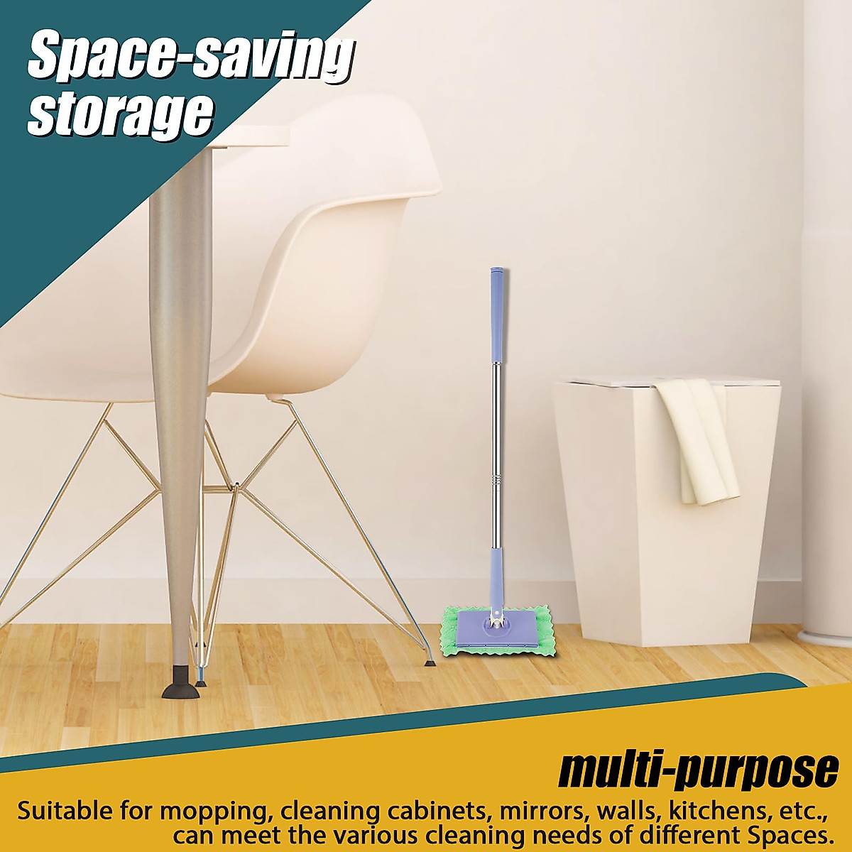 360°Rotating Microfiber Dust Mop Auto Cloth Changing Mini Mop with Face Towels Multifunctional Flat Floor Mop for Kitchen Home