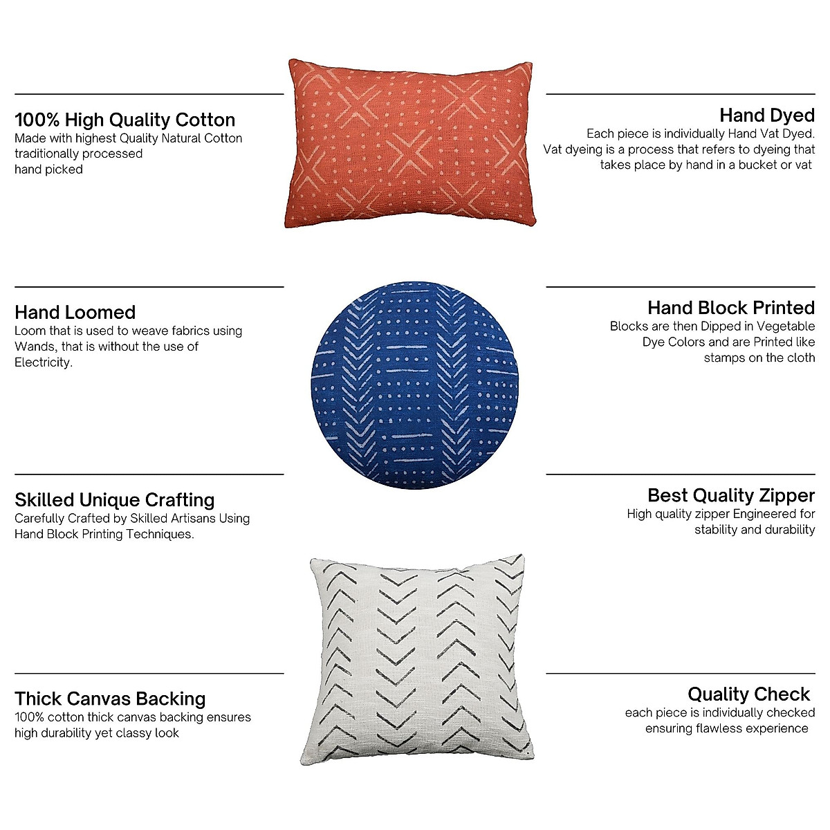 Trade Star Authentic Large Cushion Case Ethnic Luxurious Farmhouse Decor Modern Rustic Home Decor Pillow Cover Mudcloth Throw Pillow Cover (Rust (Solid), 14 X 22 Inch)