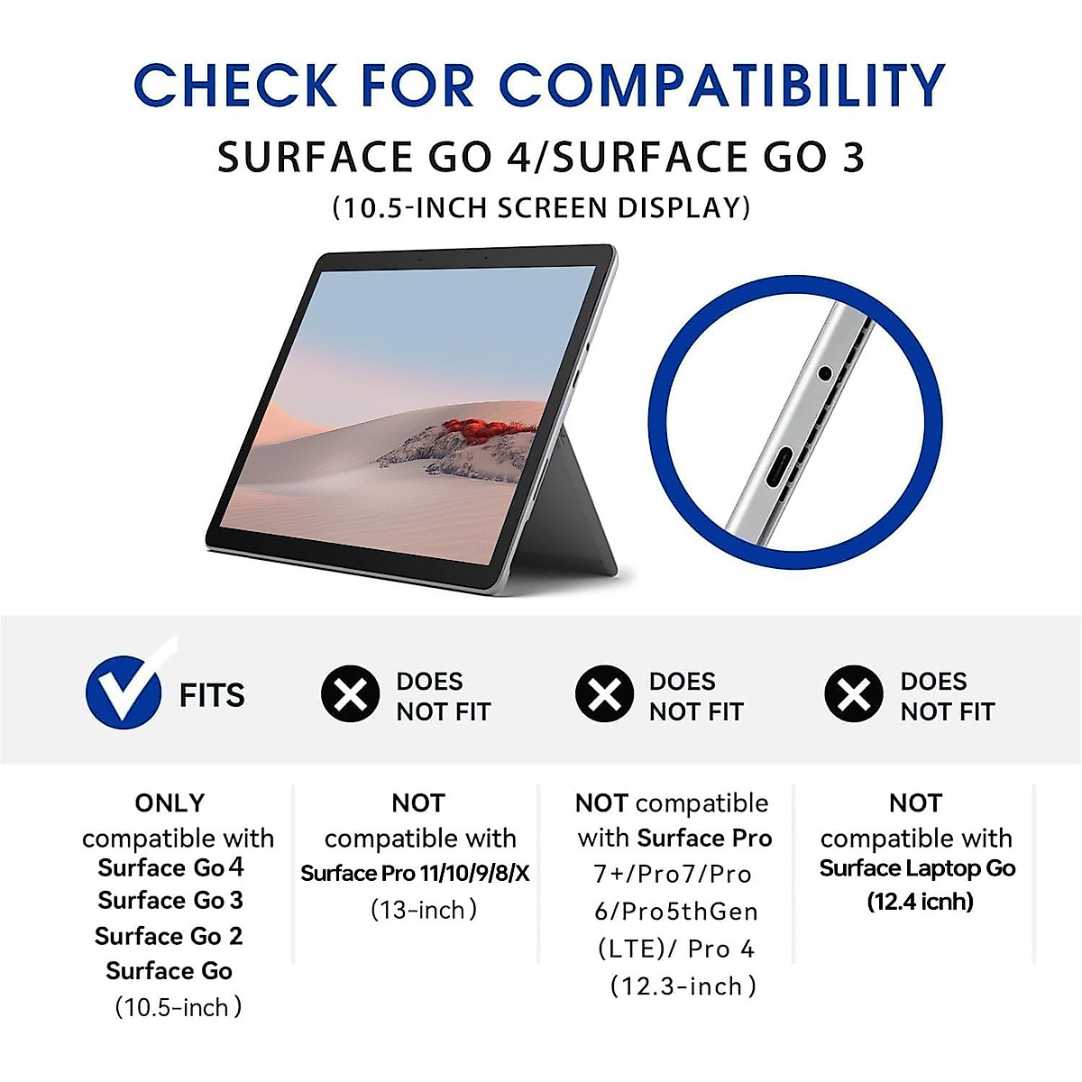 Omnpak Protective Case for Surface Go 4 2023/Go 3 2021/Go 2 2020/Go 2018 with Stylus Holder, Multiple Angle Slim Lightweight Cover, Compatible with Type Cover Keyboard（Keyboard Not Included）