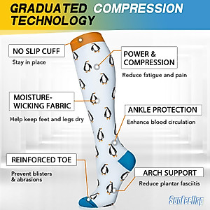 SunFeeling 6 Pairs Compression Socks for Women & Men Circulation, 20-30mmHg is Best Support for Running,Athletic,Sports,Small-Medium