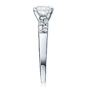 Wellingsale Ladies Solid 14k White Gold Polished CZ Cubic Zirconia Princess Cut Engagement Ring and Wedding Band Bridal Set - Size 8