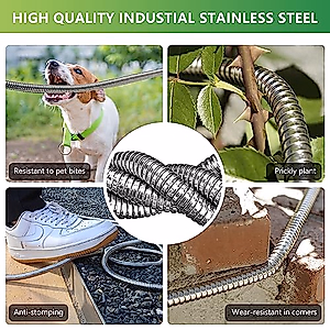 Short Stainless Steel Garden Hose 10 Ft – Lightweight Flexible Metal Garden Hose - Thorn Proof Steel Metal Water Hose with Solid Fittings for Garden, Outdoor Use (10ft)