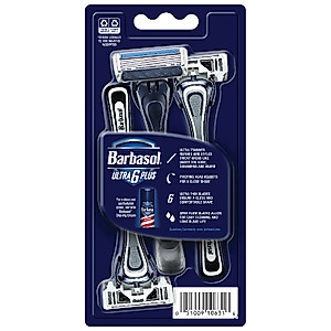 Barbasol Ultra 6 Plus Premium Disposable Razor Value Pack Bundle (3 Packs/9 Total Razors)