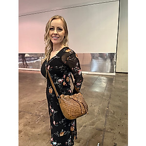 Leather Crossbody Bags for Women - Braided Boho Purse - Vintage Saddle Sling Bag (Brown, Medium)