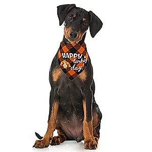 Halloween Thanksgiving Christmas Dog Plaid Bandana Triangle Bib Set Scarf Accessories Holiday for Pet Dogs Cats