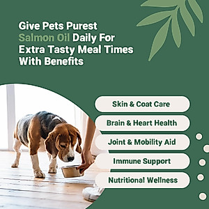 Pets Purest Salmon Oil for Dogs, Cats, Horses, Ferrets & Pets - 32 Fl Oz 100% Pure Premium Food Grade - Natural Omega 3, 6 & 9 Supplement - Promotes Coat, Skin, Joint and Brain Health