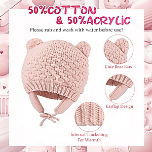 Breathffy Baby Winter Hats Warm Knitted Baby Scarf Glove Beanie Set Soft and Warm Toddler Hat and Glove Set for Girls Newborn Infant Winter Warm Accessories (Pink)