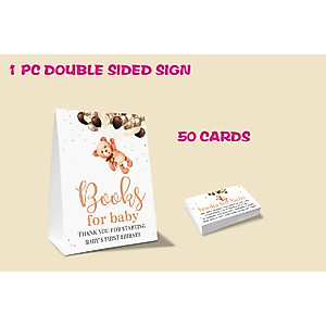 Yuansail Book Request For Baby Shower, Little Bear balloon Themed baby cards books for, Party Favors For Baby Showers Game Cards, 1 Sign & 50 Cards Per Pack – (bb012-book)