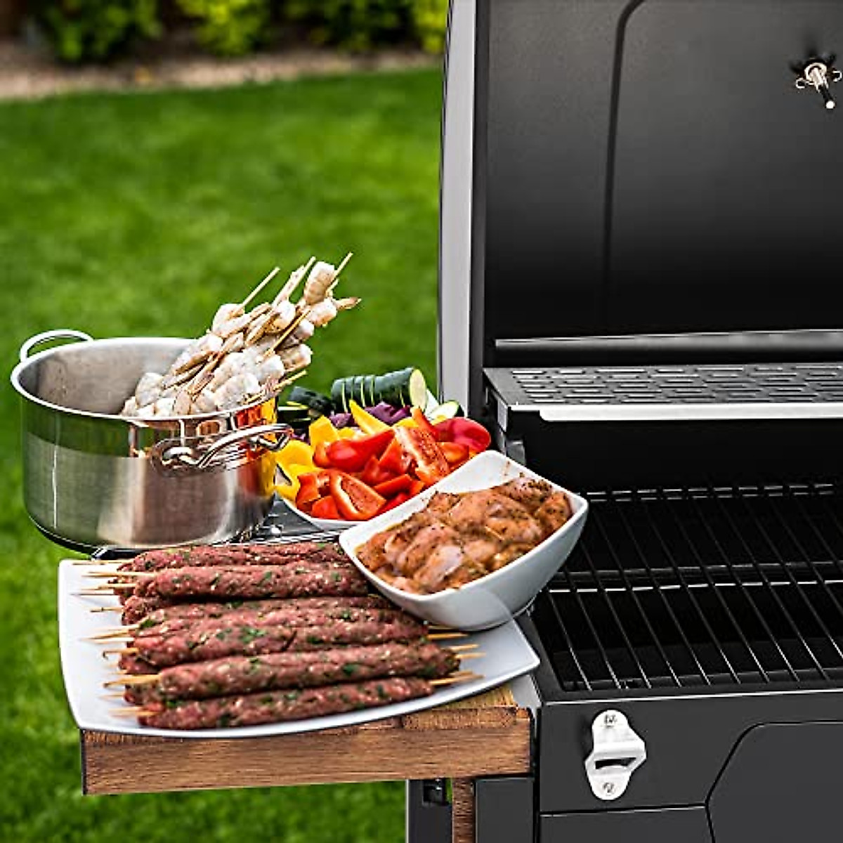 Royal Gourmet CD1824M 24-Inch Charcoal, BBQ Smoker with Handle and Folding Table, Perfect for Outdoor Patio, Garden and Backyard Grilling, Black