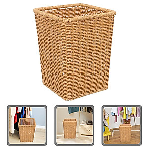 Cabilock Crevice Trash Can Magazine Basket Pastoral Style Garbage Bin Kitchen Trash Recycle Basket Bin Trash Basket Mini Garbage Can Toy Storage Bread Office Storage Basket Plastic