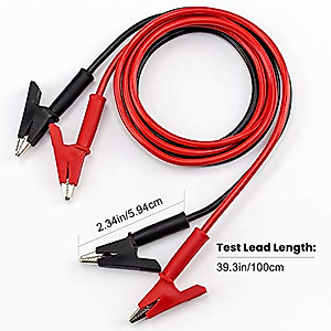 KAIWEETS Alligator Clips Electrical Test Leads Set, 15A Jumper Wires Heavy Duty with Protective Copper Clips, Premium PVC Silicone Cables for Electrical Testing, Experiment, 2 Colors 39.6 inches