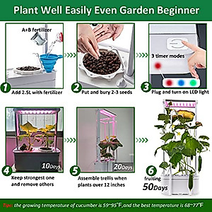 eSuperegrow Hydroponics Growing System,Smart Hydroponic Gardening System with LED Grow Light,Indoor Garden Hydroponic Herb Grow Kit with Climbing Trellis for Short Tomato,Basil,Pepper,Cucumber