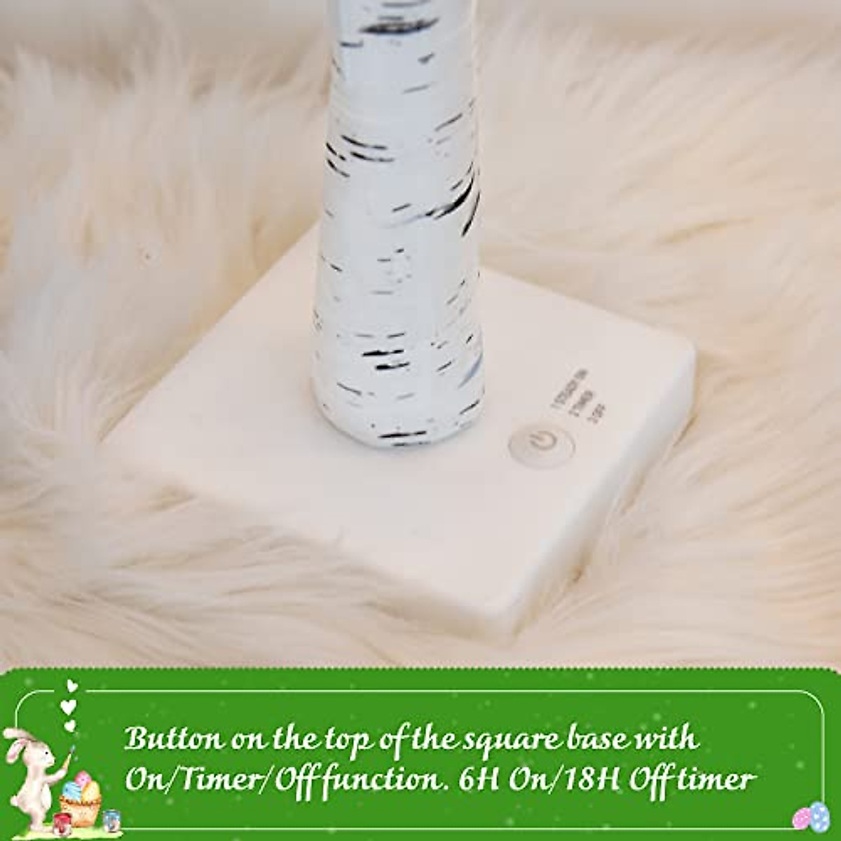 PEIDUO Easter Decorations for The Home, Easter Tree Battery Powered Timer, Lighted Birch Tree with LED Lights, Artificial Tree Lamp for Easter Home Decor (2FT Warm White)