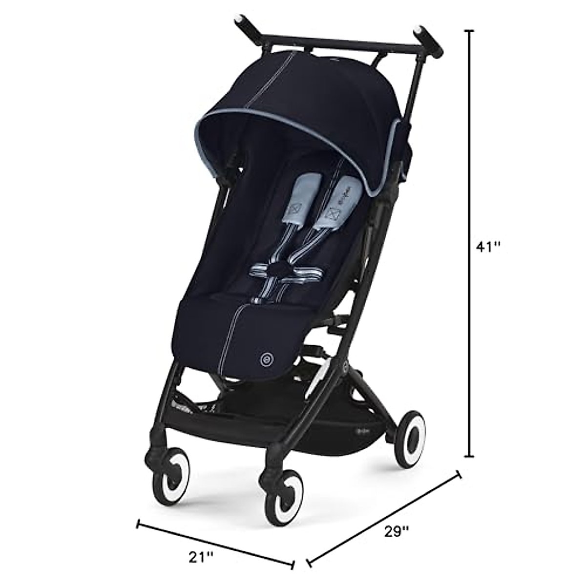 Cybex Libelle Lightweight pockit Travel Baby Stroller - Carry-On Compliant Compact Fold, One-Hand Adjustable Recline - Compatible with CYBEX Car Seats, Ocean Blue
