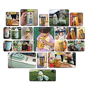 Portable Bottle Warmer for Travel - 40-50℃ Adjustable - Mini Baby Bottle Heater for Breastmilk Powder Milk Water, Fast Night Feeding Milk Warmer for Newborn, Green, 6 Gears for 40/42/44/46/48/50℃