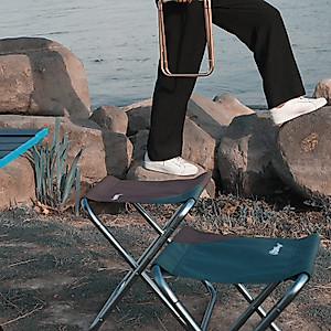 AOUTACC Portable Folding Stool, Collapsible Multi-Purpose Foldable Chair Used as Outdoor Stool,Camping Stool,Garden Stool,Camping Foot Rest,Fishing Chair, Beach (Brown, Large-11.8"x11"x11.4")