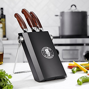 Ergo Chef Guy Fieri Knuckle Sandwich 4pc Knife Block Set Chef knife, Serrated Utility Knife, Paring Knife and Knife Block Premium Stainless Steel Blades with Ergonomic Pakkawood Handles