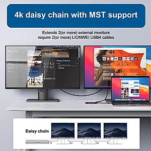 LIONWEI 6Ft USB4 Cable for Thunderbolt 4 Devices, 100W 40Gbp USB C Cable 8K Display/Dual 4K, Compatible with Thunderbolt 3/4 Devices, USB4 Cable for MacBook, Hub, Docking