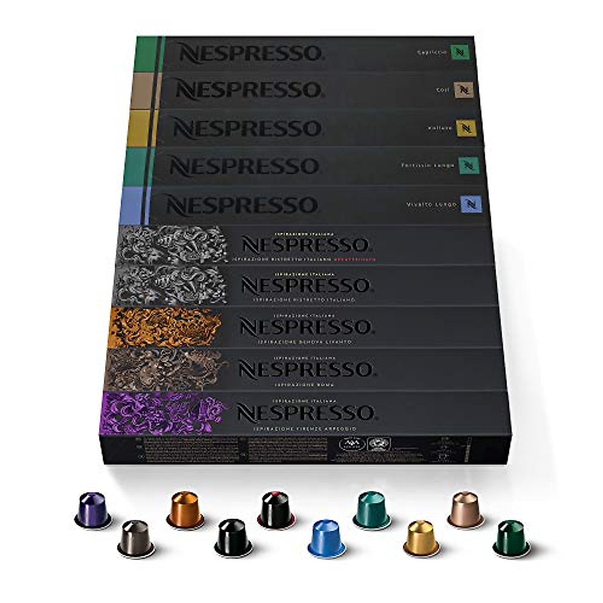Nespresso Capsules OriginalLine, Espresso Variety Pack, Medium Roast Espresso Coffee, 10 Count (Pack of 10), Brews 3.7 ounce and 1.35 ounce (ORIGINAL LINE ONLY)