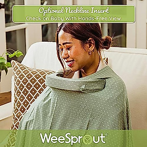 WeeSprout Nursing Cover for Breastfeeding, Feeding Cover for Breastfeeding, Soft & Breathable Nursing Poncho, Neck Insert for Hands-Free View, Machine Washable & Dryer Safe Nursing Cover Up