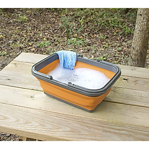 ust FlexWare Collapsible Sink with 2.25 Gal Wash Basin for Washing Dishes and Person During Camping, Hiking and Home, Orange, One Size (20-02735)