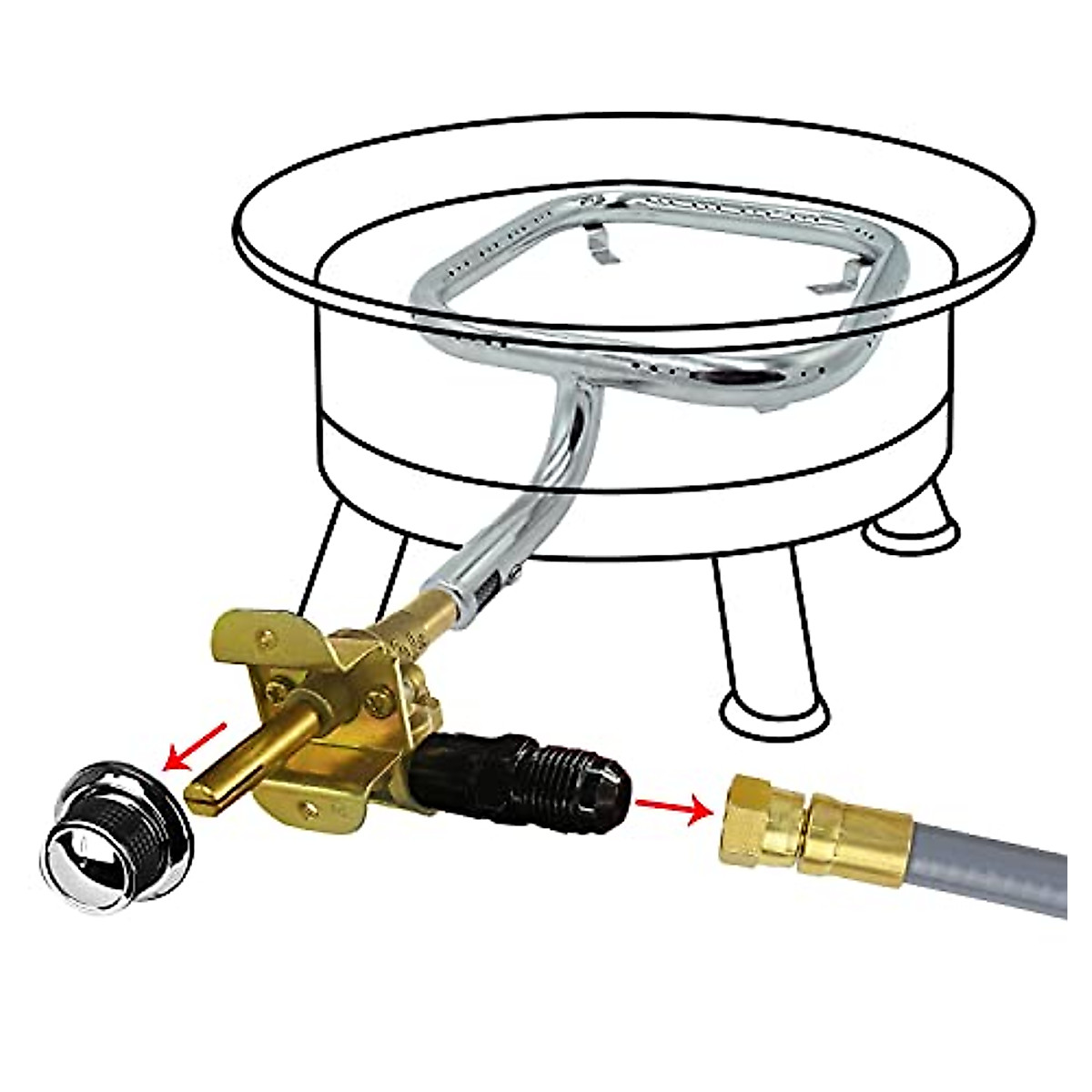MENSI 10FT Natural Hose Gas Conversion Kits for Outland Living Portable Propane Fire Pits 3/8" Quick Connect Disconnect Coupling and Valve - Certified for 780/864 NGCK Manual Ignition Firebowls