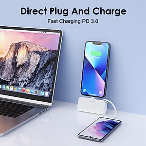 [2 Pack] Mini Portable Charger Power Bank for iPhone,[2024 Upgraded] 5200mAh PD Battery Pack Built-in USB C Cable, Backup Charger Compatible with iPhone 15/14/14 Pro Max/13/12/11/XR/8/7/6,Android etc