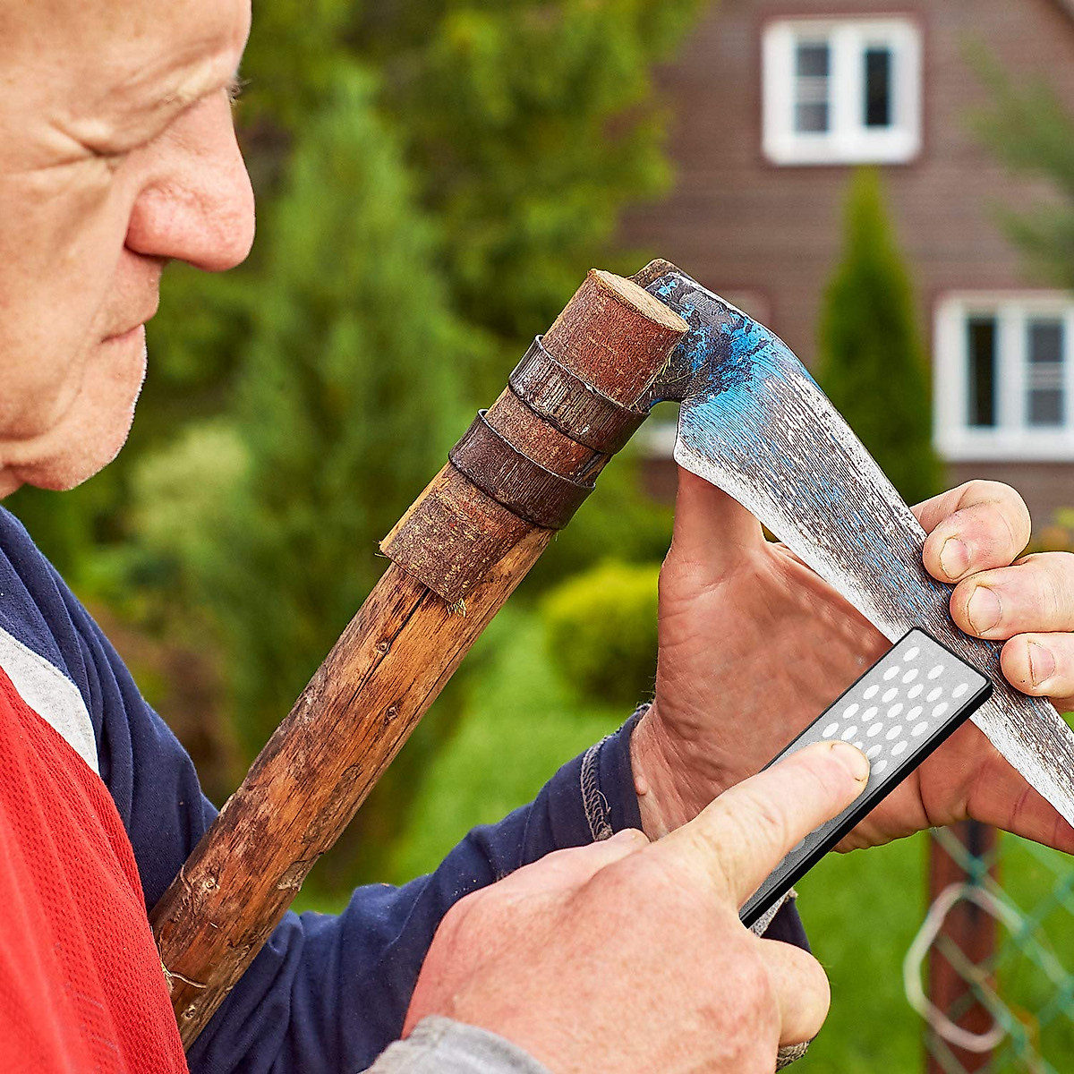 2 Pack Garden Tool Sharpener, Folding Pocket Diamond Knife Sharpener 400/600 Grit Double-Sided Scissor, Pruners, Loppers or Blade Sharpening Stone for Garden Outdoor Camping Kitchen