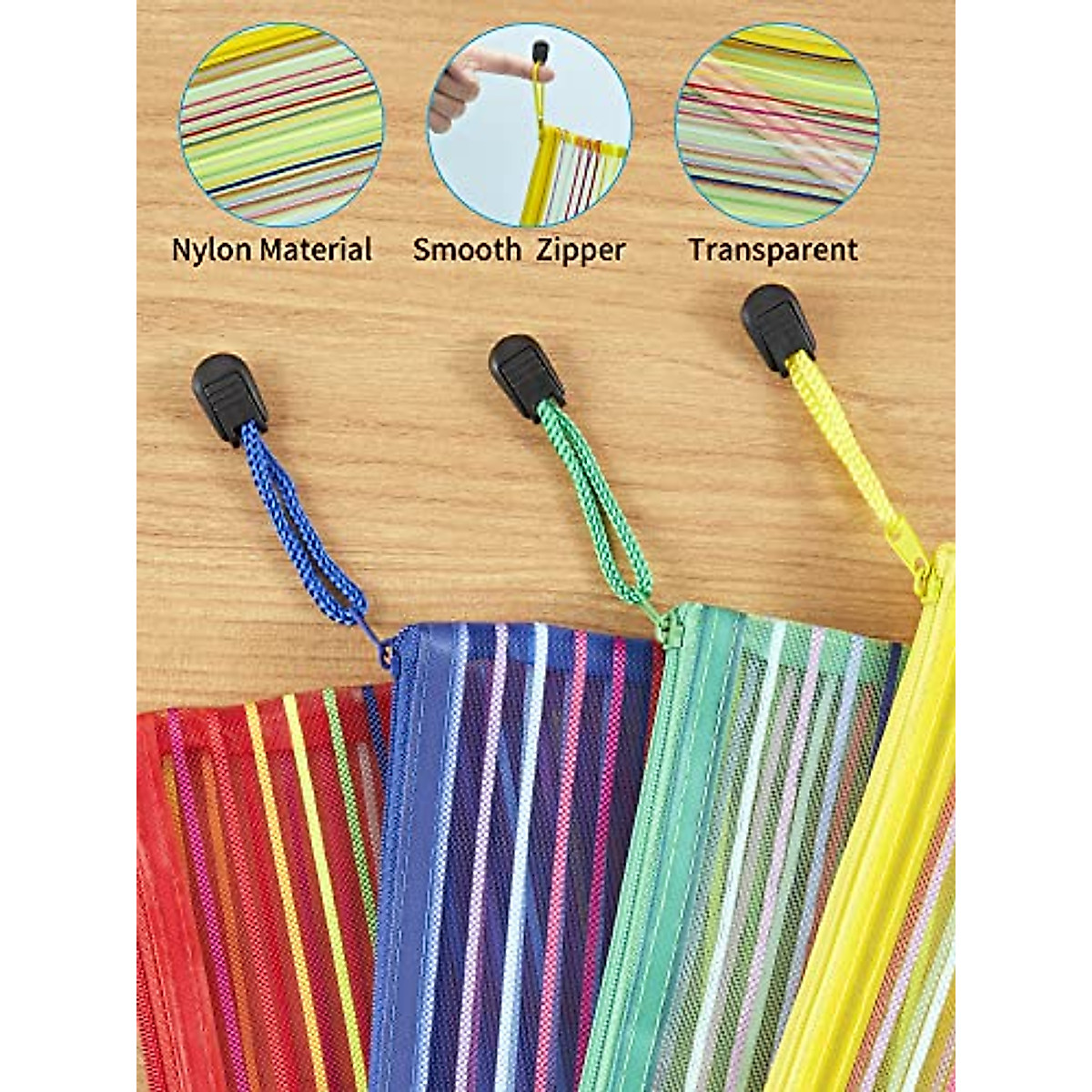 JARLINK 20 Pack 10 Colors Zipper Mesh Pouch, Pencil Pouch Pen Bag Multipurpose Travel Bags for Office Supplies Cosmetics Travel Accessories Multicolor