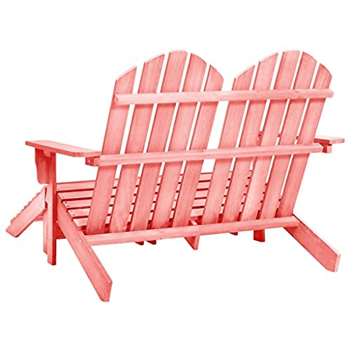 Tidyard 2-Seater Patio Adirondack Chair&Ottoman Fir Wood Pink Outdoor Fire Pit Chair Wooden Garden Armchair for Porch Pool Lawn Deck Backyard Balcony Outdoor