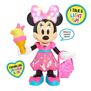 Disney Junior Sweets & Treats Minnie Mouse, Interactive 10-Inch Doll with Lights, Sounds, and Accessories, Officially Licensed Kids Toys for Ages 3 Up, Amazon Exclusive