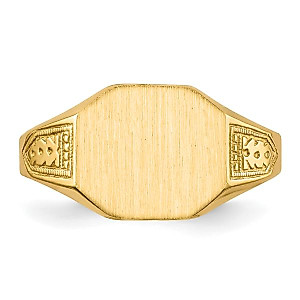 IceCarats 14K Yellow Gold Custom Engraved Signet Ring Handmade Personalized Monogram Initial Letter Band Size 6.00