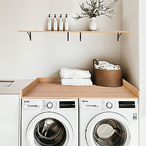 Display Riser Washer Dryer Countertop, Laundry Room Countertop with Storage Shelf, Wood Washer and Dryer Countertop, Burlywood