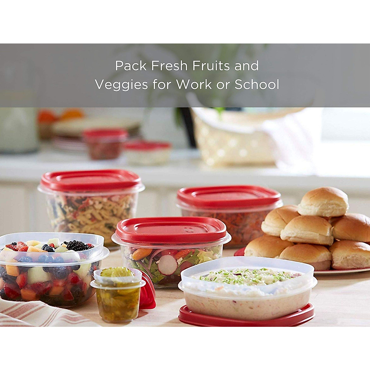 Rubbermaid Easy Find Lids Food Storage Containers with Lids - BPA-Free Durable Plastic Food Containers Great for Home, School, Travel - Freezer, Microwave, and Dishwasher Safe - 28 Piece Set - Red