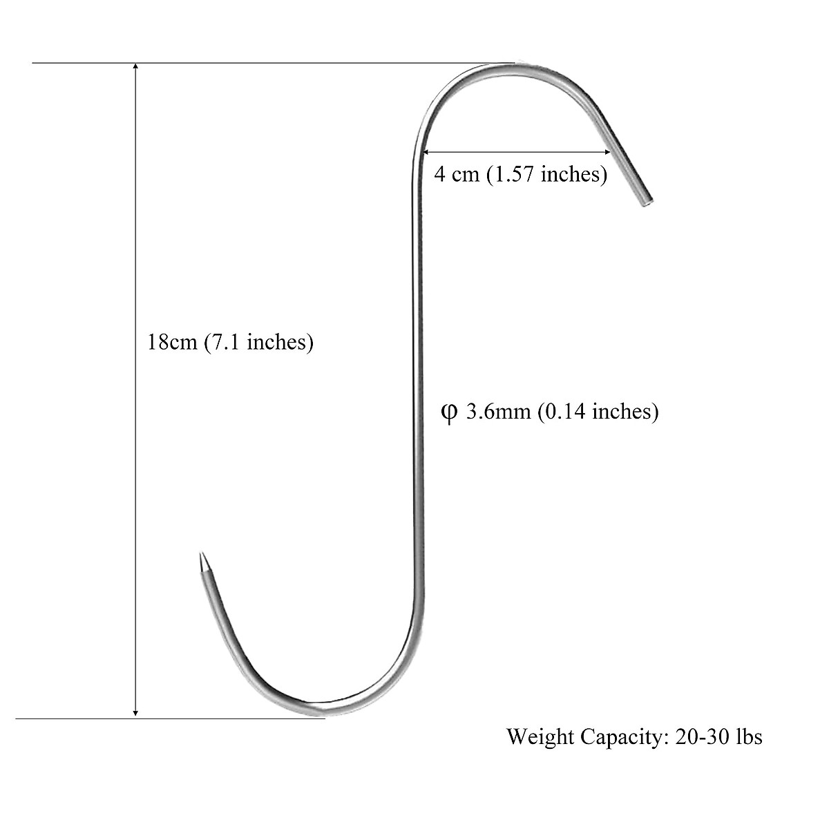 SATONBEYI 7pcs Meat Hooks for Smoker, 7 Inches Stainless Steel Smoking Hook S Shaped Butcher Meat Processing Hook for Smoker Butchering Drying Hanging Sausage Beef Pork Rib Jerky Grilling BBQ